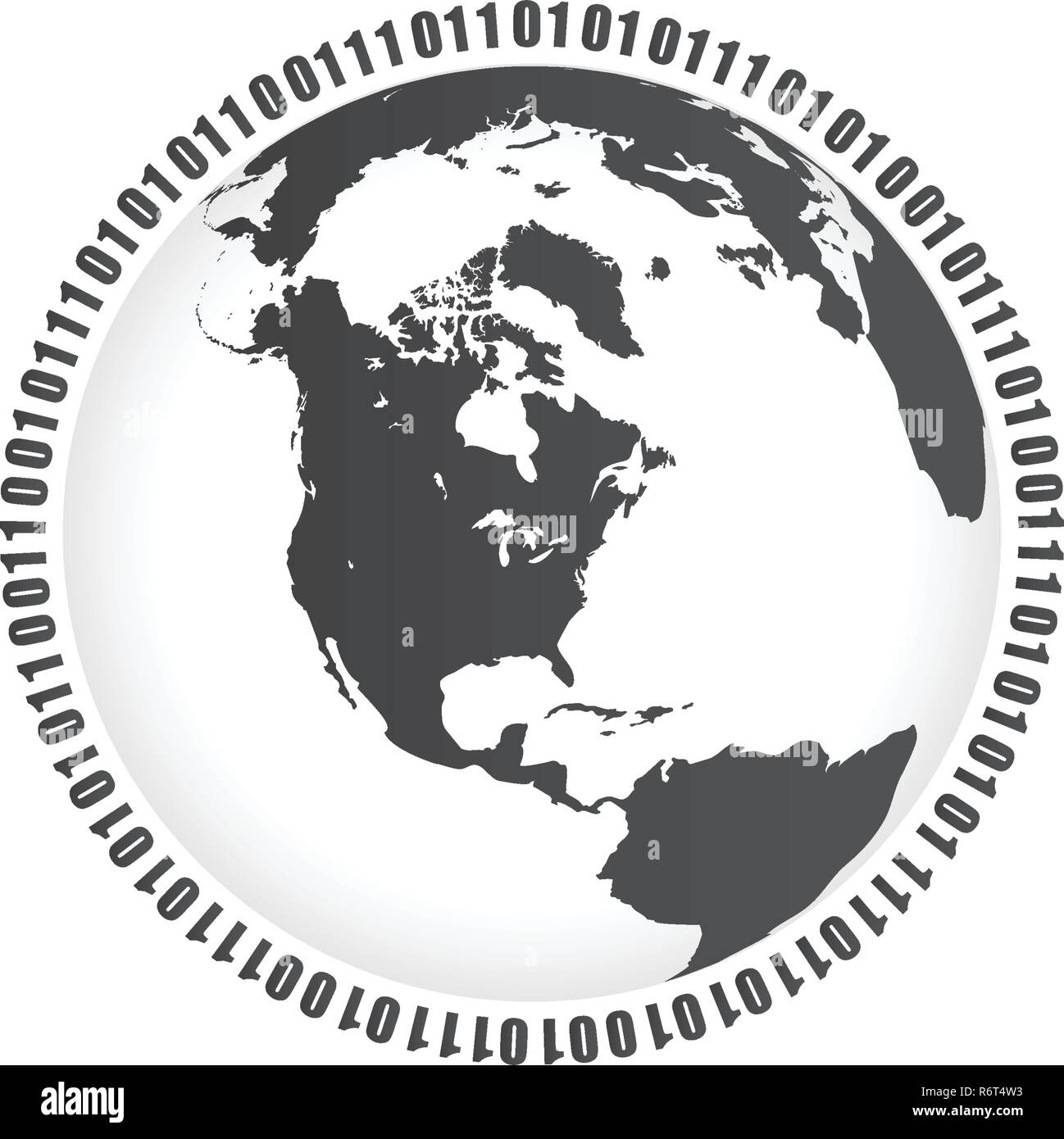 Binary Circle, one and zero digits around the globe. Vector ...