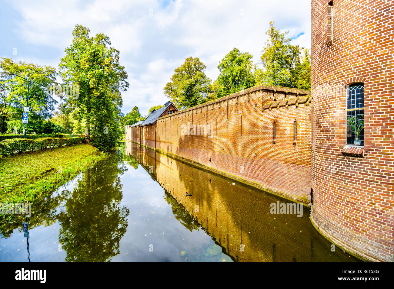 The Moat and outside Wall of Castle De Haar, a 14th century Castle that ...