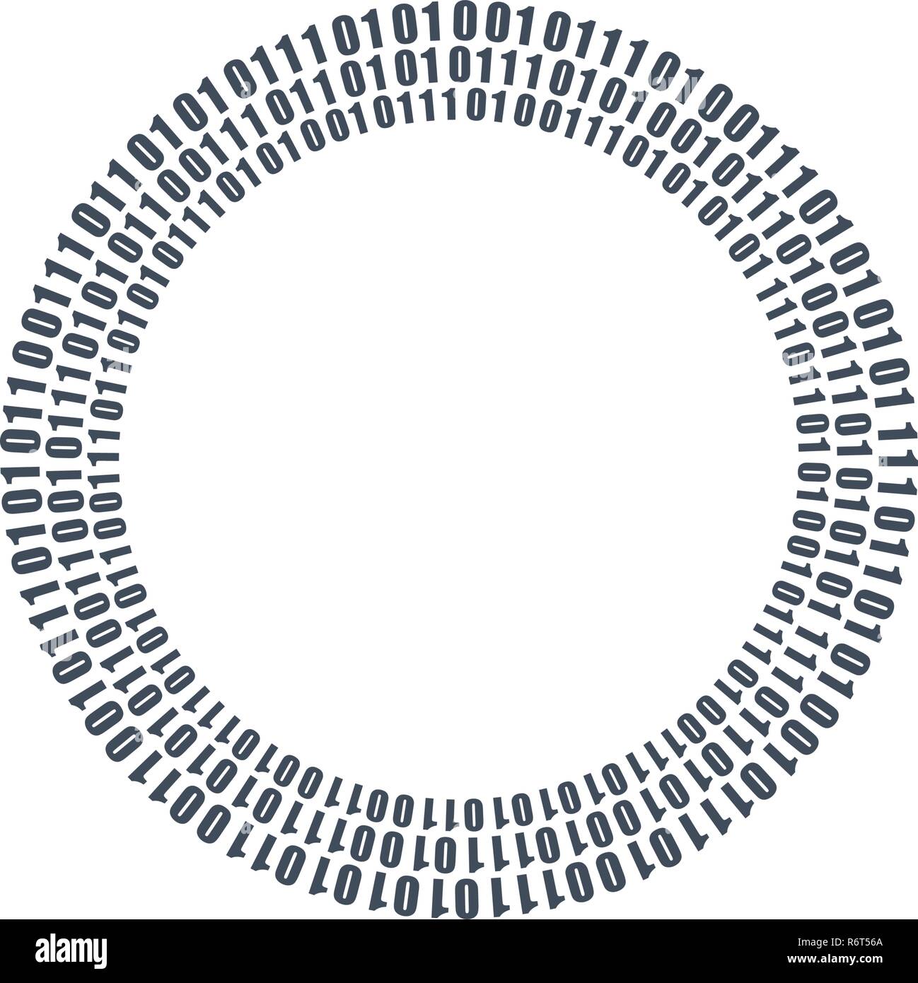 Three Circles Binary Circuits Future Technology Cyber Security Concept Vector Illustration