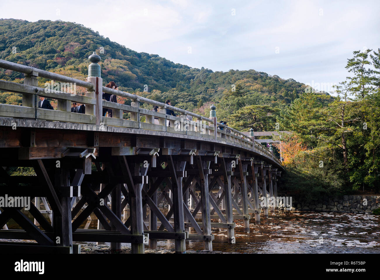 The Uji bridge over Isuzu river leading to the Inner Shrine (Naiku ...