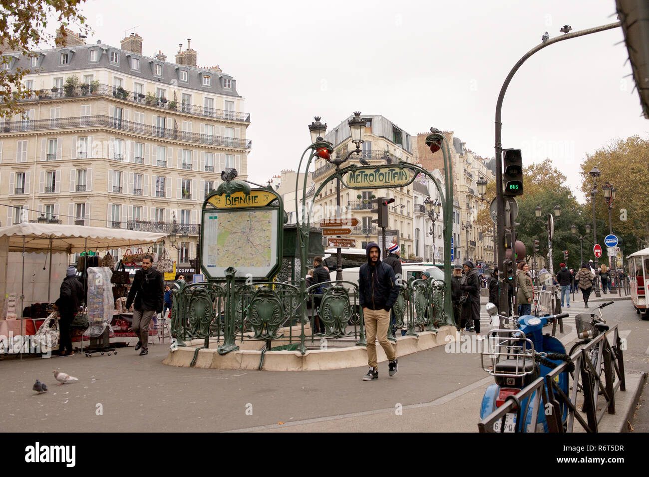 Paris Metro station entrance on the street of Paris, France Stock Photo ...