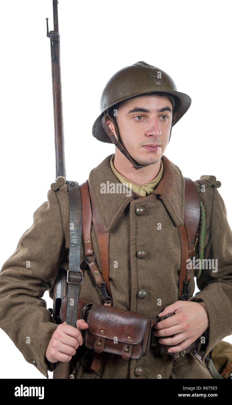 french soldier 1940 isolated on the white background Stock Photo - Alamy