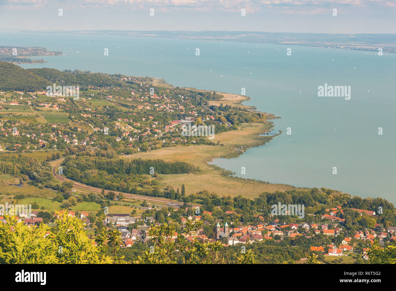 Aerial landscape fro a lake Balaton in Hungary Stock Photo - Alamy
