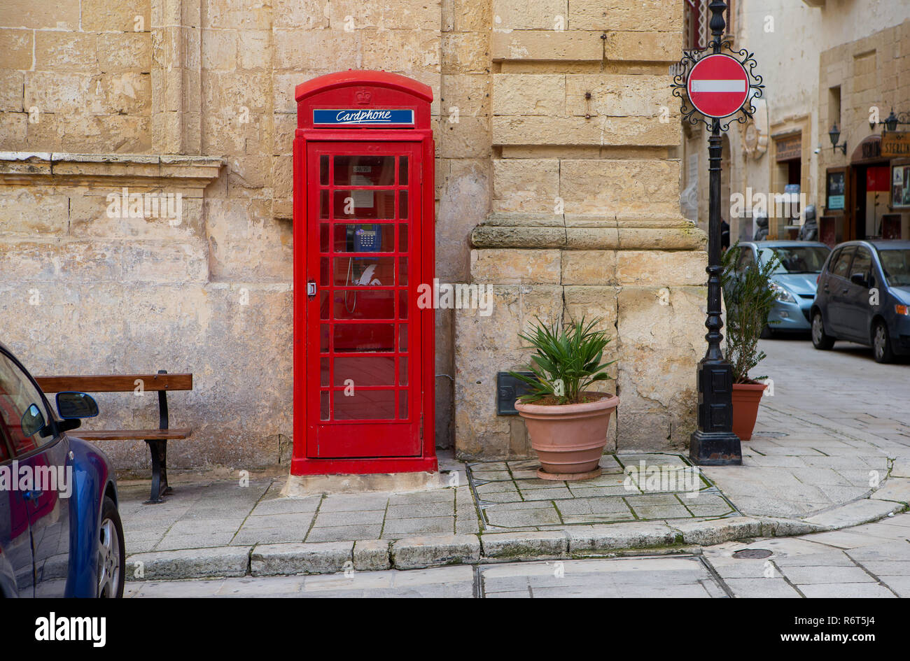 A British red telephone call box stands in the corner of the main ...