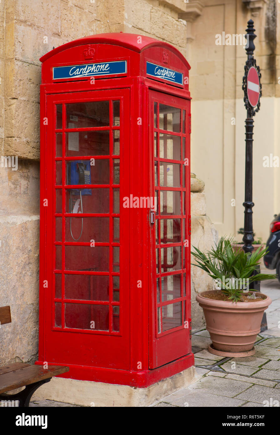 A British red telephone call box stands in the corner of the main ...