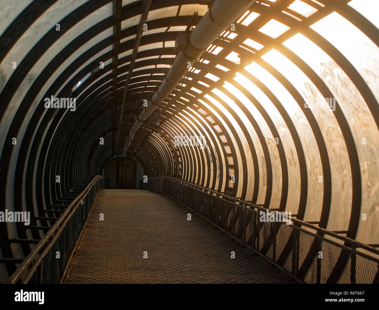 elevated pedestrian crossing in Moscow in summer, Russia Stock Photo ...