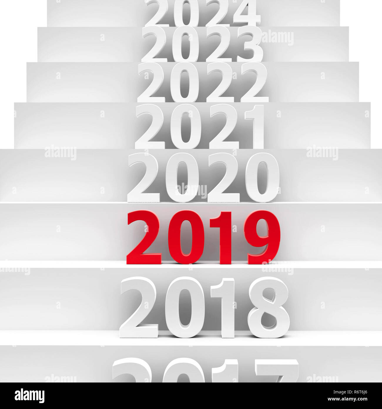 2019 future on podium represents the new year 2019, three-dimensional ...