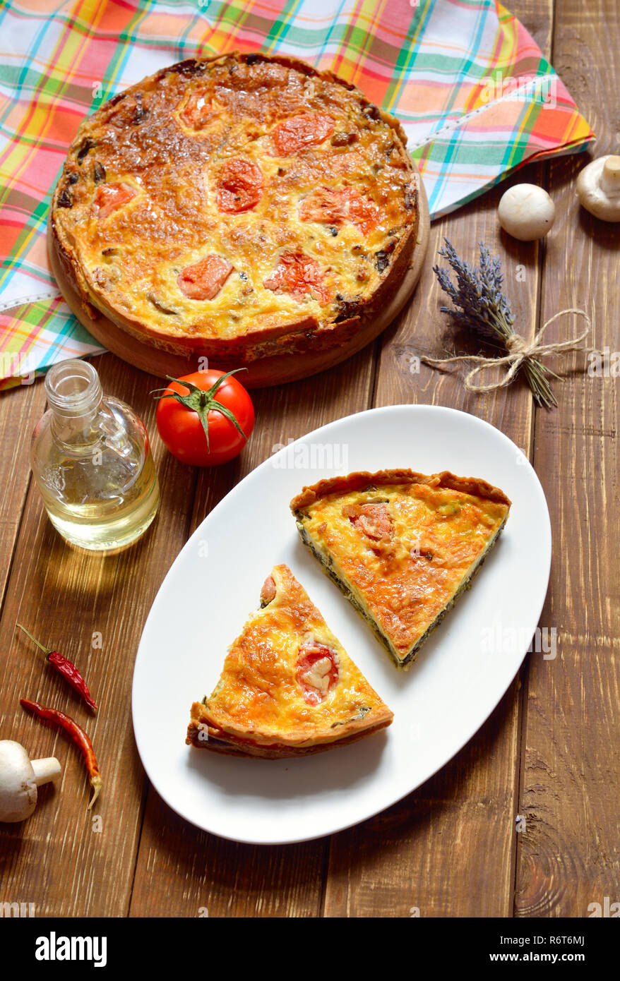 Quiche is a savoury, open-faced pastry crust with a filling of savoury ...