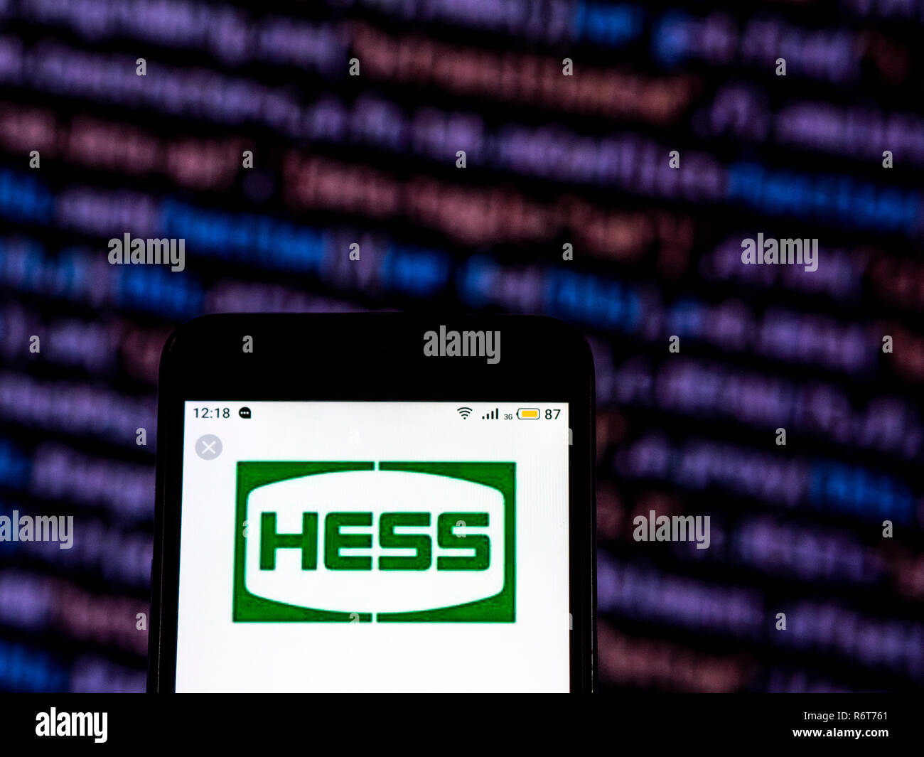 Hess Corporation Petroleum refineries company logo seen displayed on ...