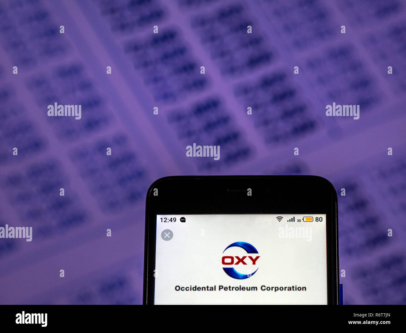 Occidental Petroleum Company logo seen displayed on smart phone Stock ...