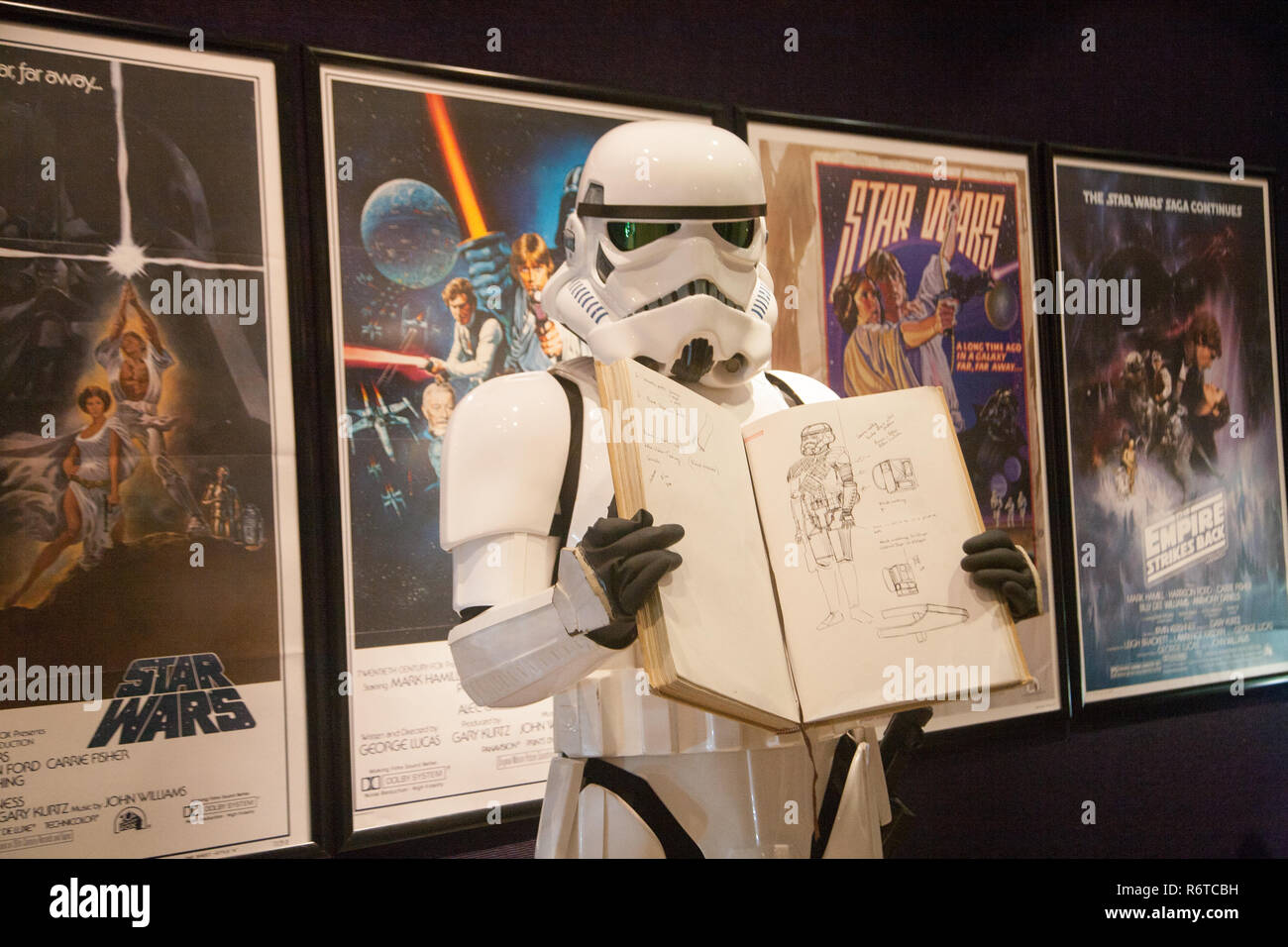 London UK. 6th December 2018. A Stormtrooper holds the original Star ...