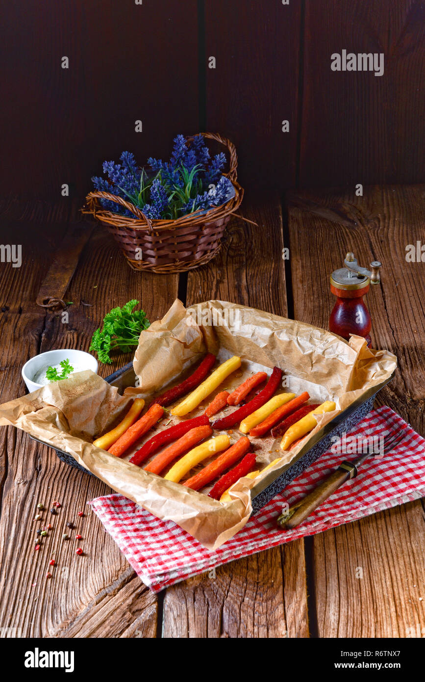 colorful vegetable fries from the oven Stock Photo - Alamy