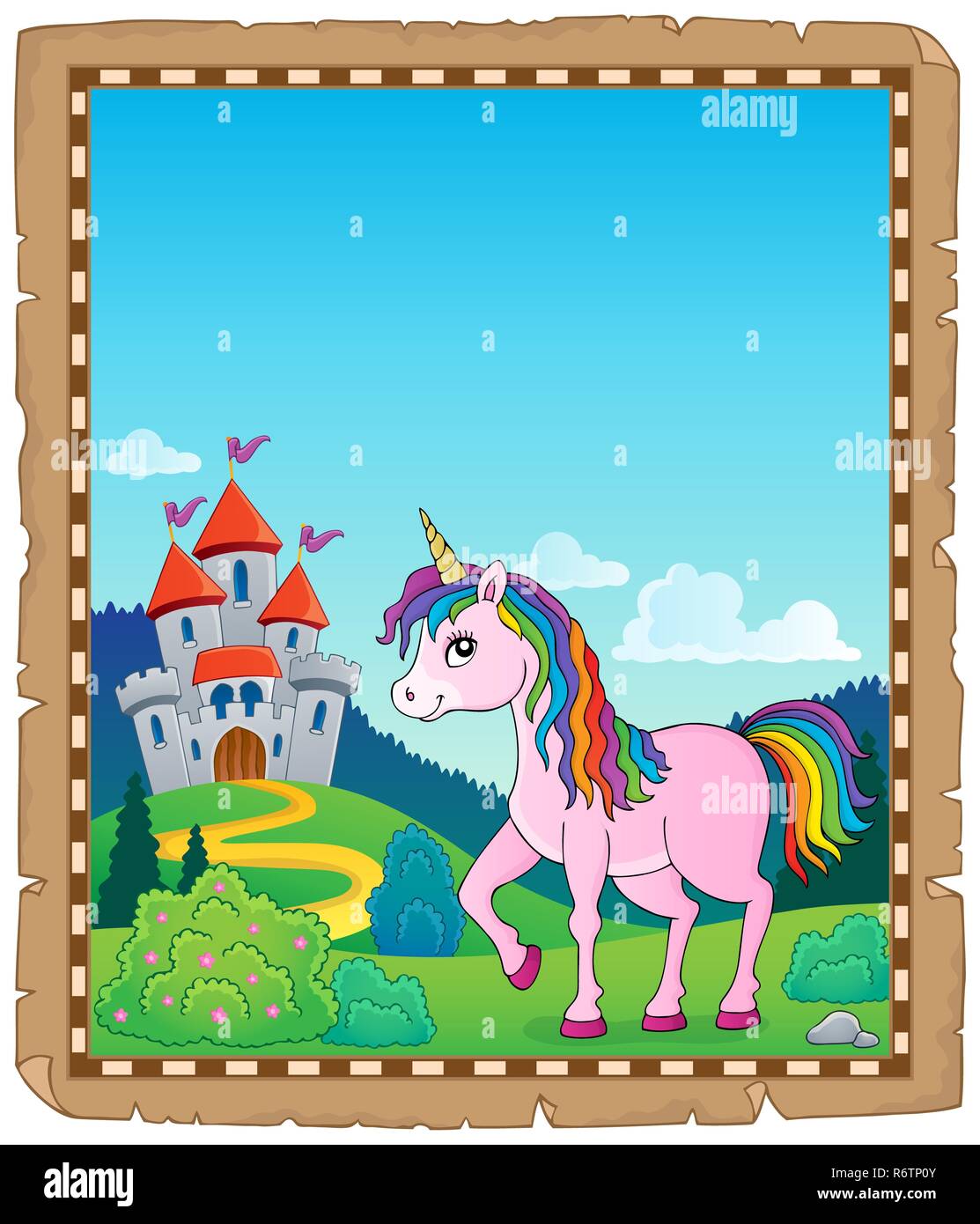 Happy unicorn topic parchment 1 Stock Photo - Alamy Happy unicorn topic parchment 1 Stock Photo - Alamy