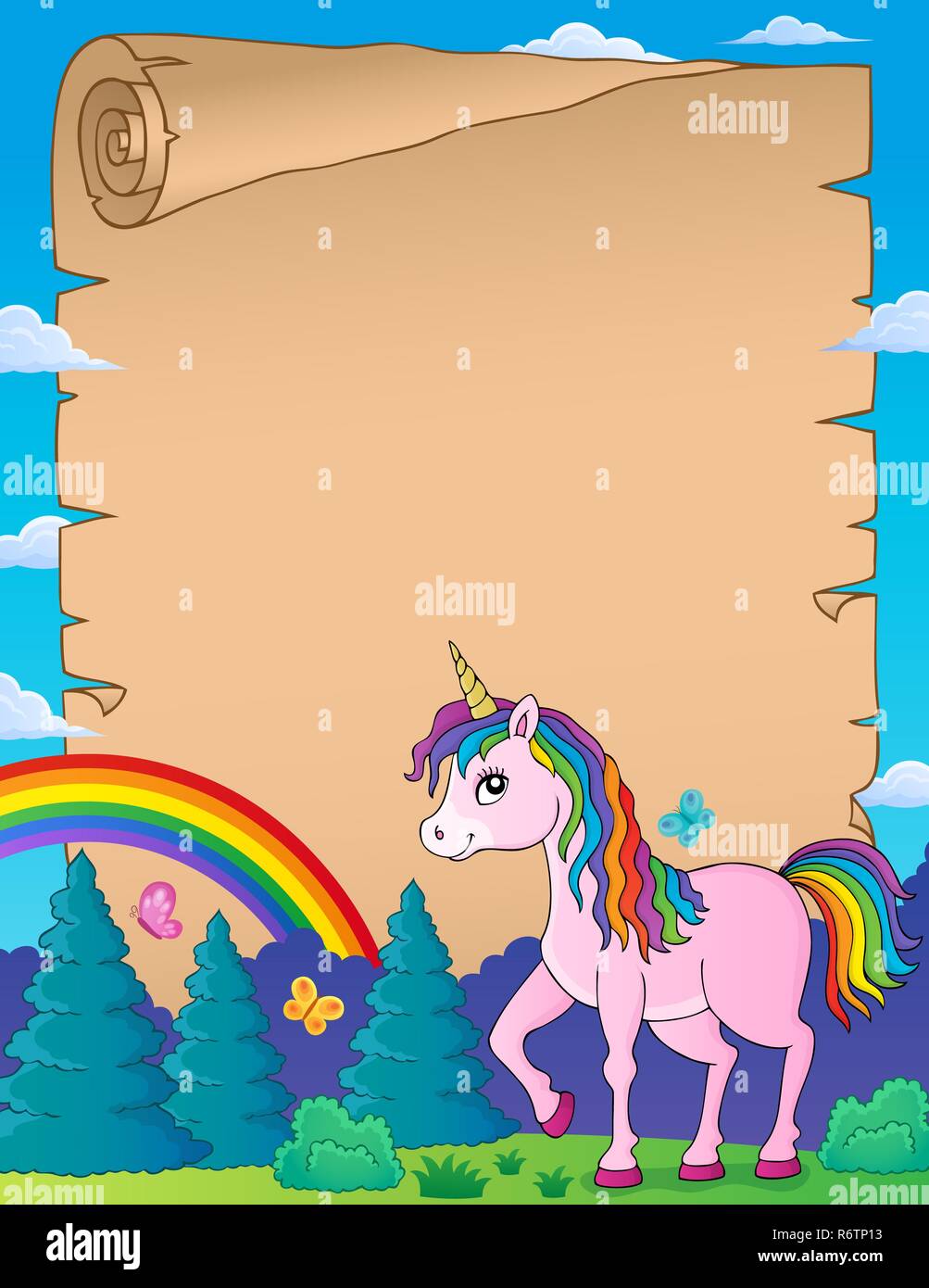 Happy unicorn topic parchment 3 Stock Photo - Alamy Happy unicorn topic parchment 3 Stock Photo - Alamy