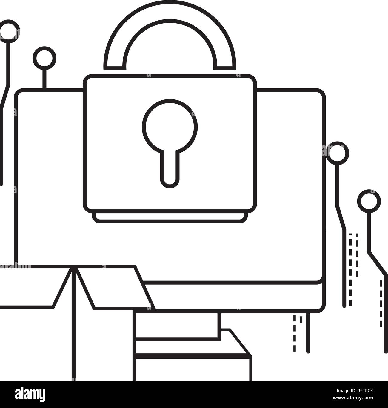 technology computing security cartoon Stock Vector Image & Art - Alamy