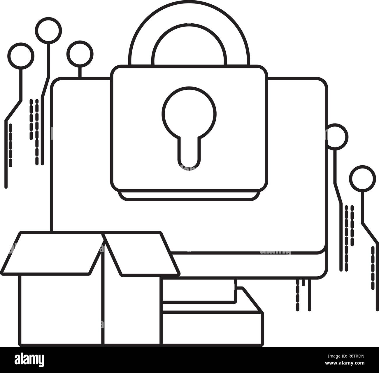 technology computing security cartoon Stock Vector Image & Art - Alamy