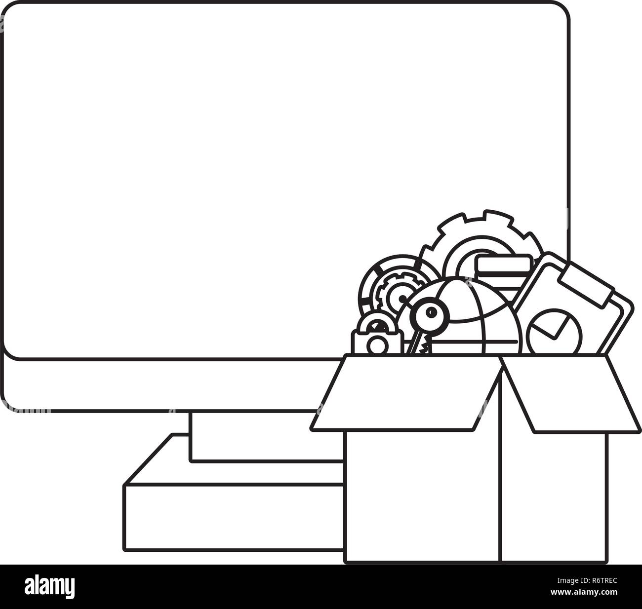 technology computing support cartoon Stock Vector Image & Art - Alamy