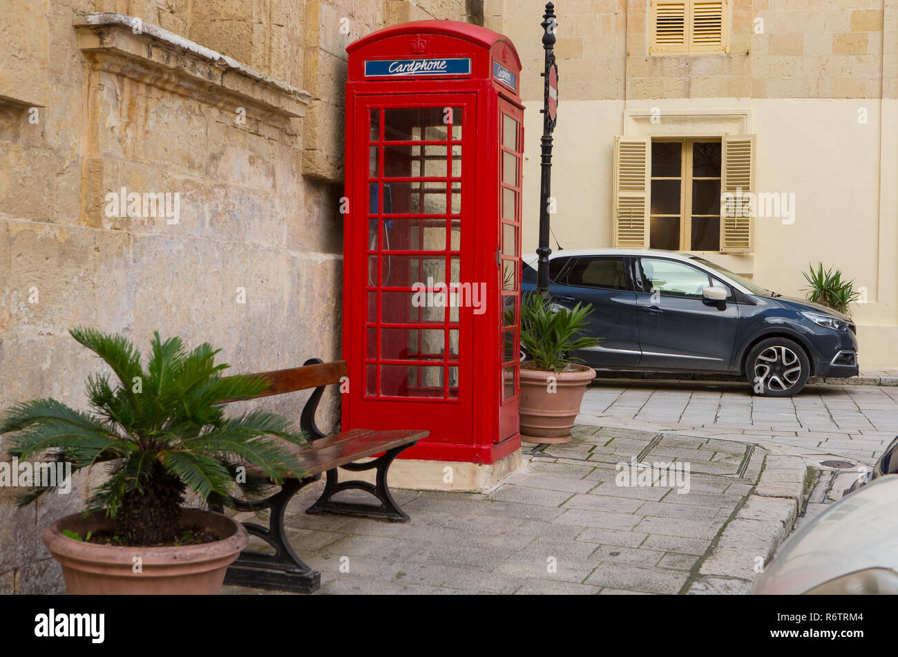 A British red telephone call box stands in the corner of the main ...