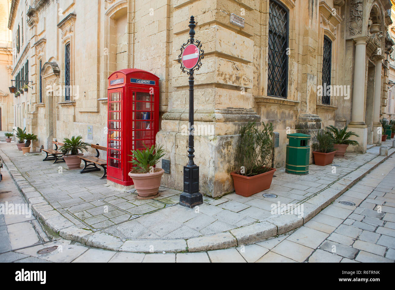 A British red telephone call box stands in the corner of the main ...