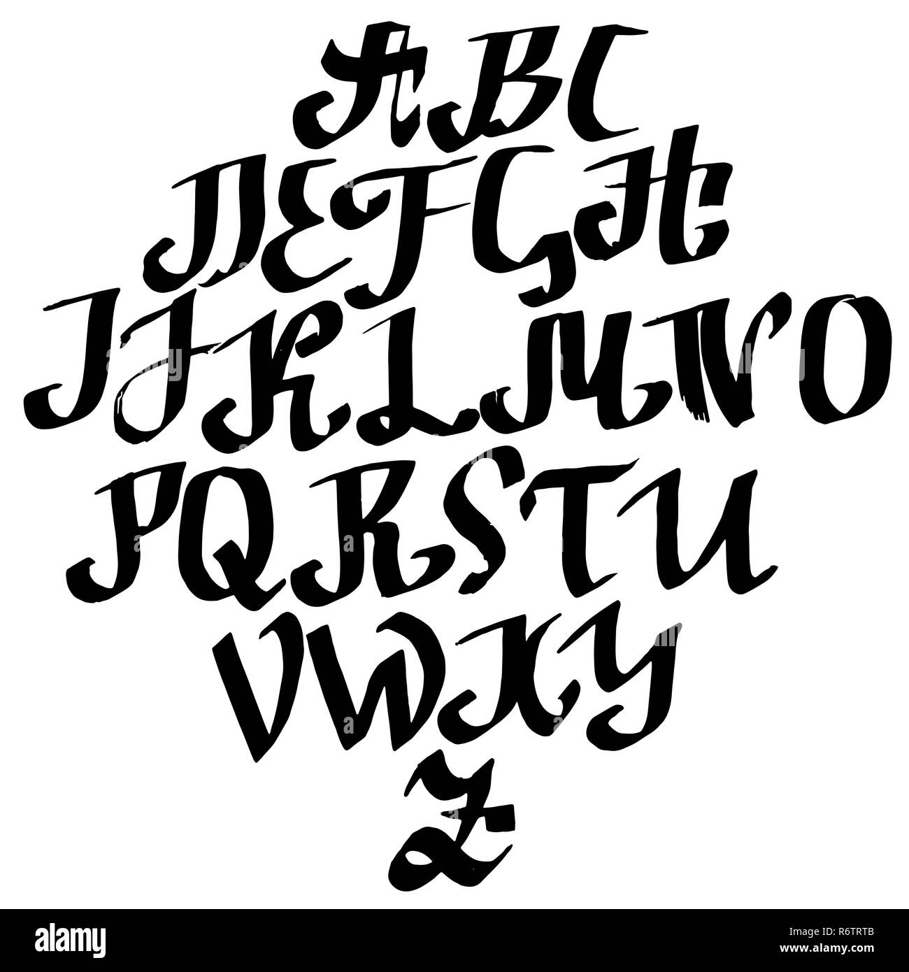 Grunge old pen gothic font. Blackletter script. Vector illustration ...