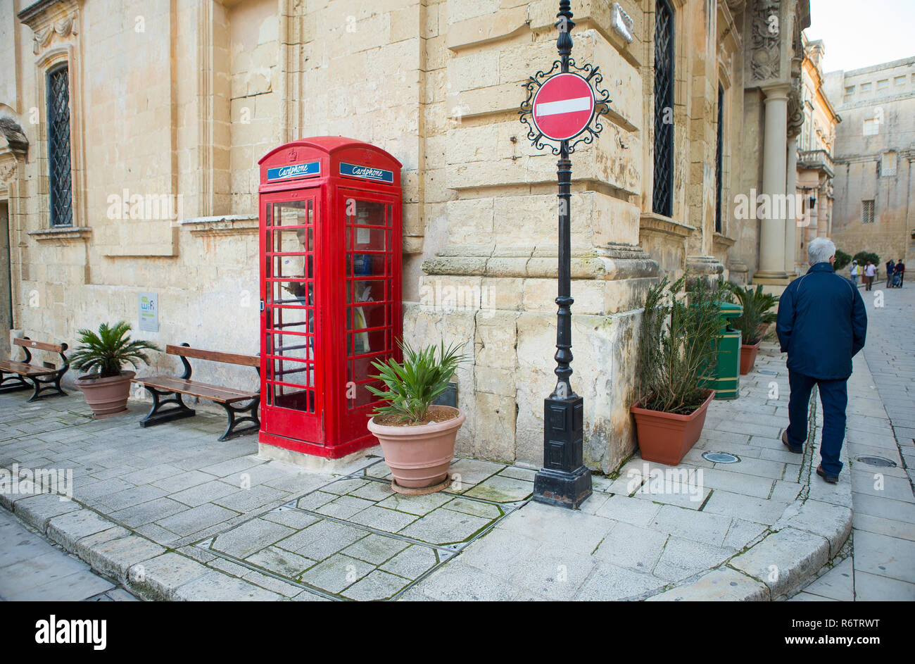 A British red telephone call box stands in the corner of the main ...