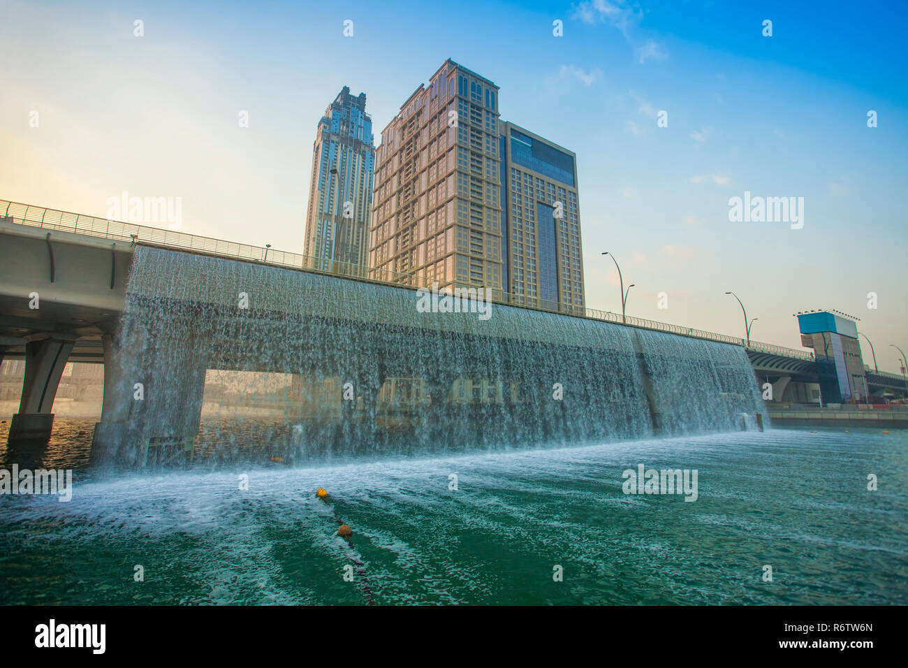water over bridge in Dubai city, United Arab Emirates Stock Photo - Alamy