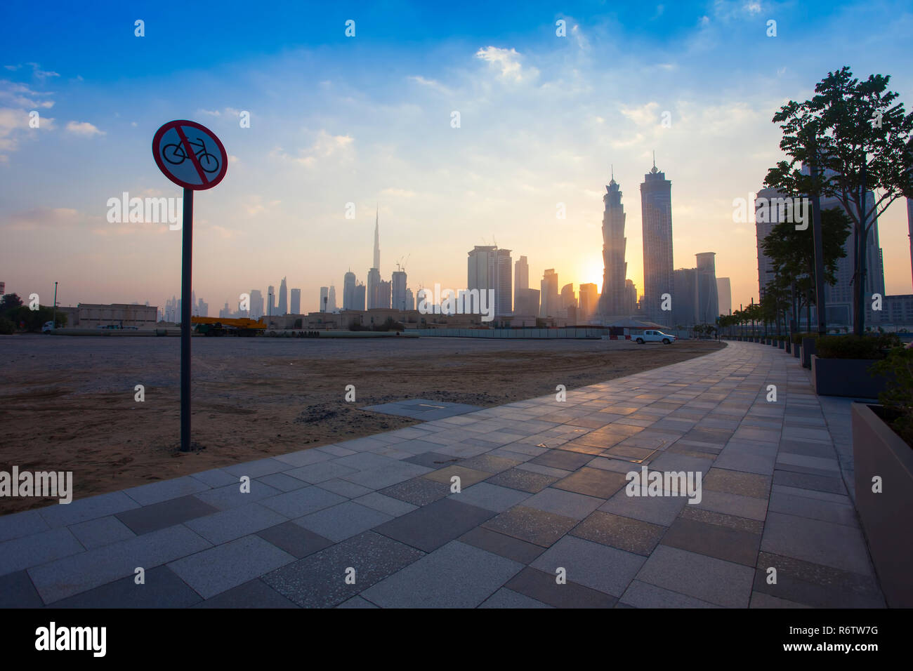 Dubai city skyline in the morning, sunrise Stock Photo - Alamy