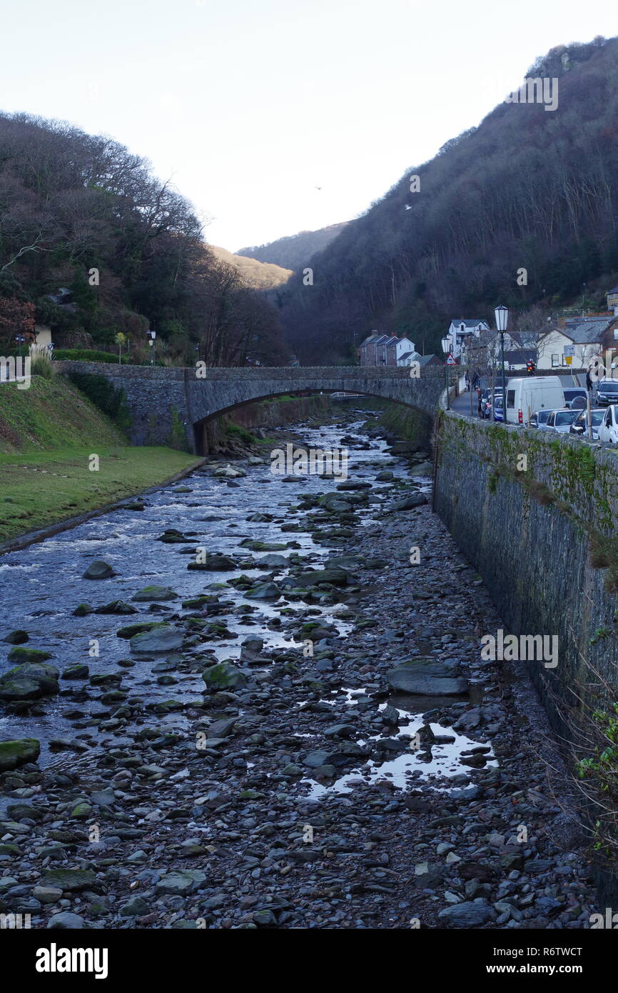 Stone Arch Bridge over the east Lyn River in the Village of Lynmouth ...