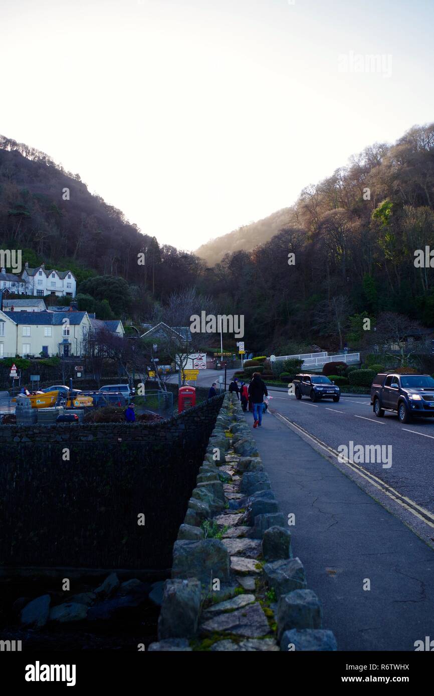 Stone Arch Bridge Wall of the A39 over the East Lyn River in the ...