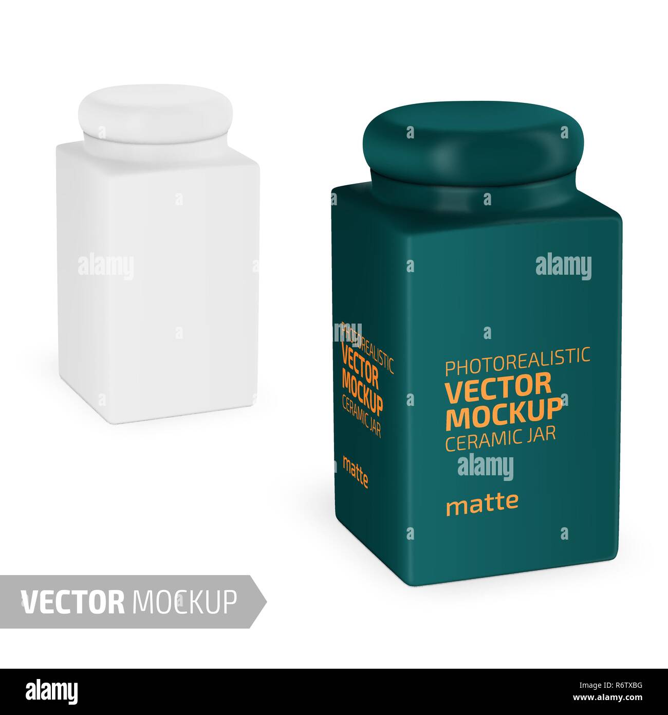Square matte ceramic jar mockup. Realistic vector Stock Vector Image ...