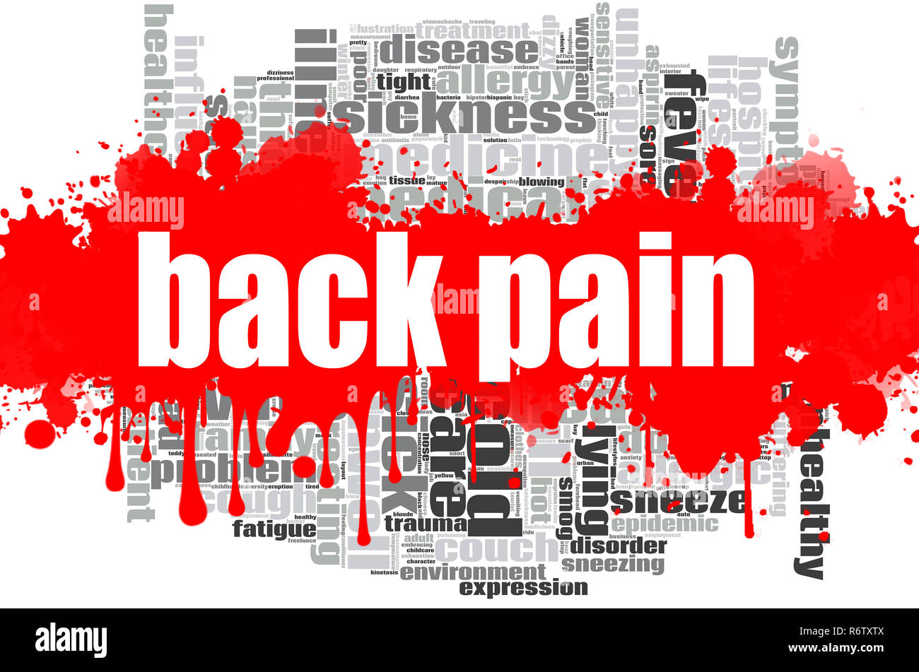 Back pain word cloud design Stock Photo - Alamy