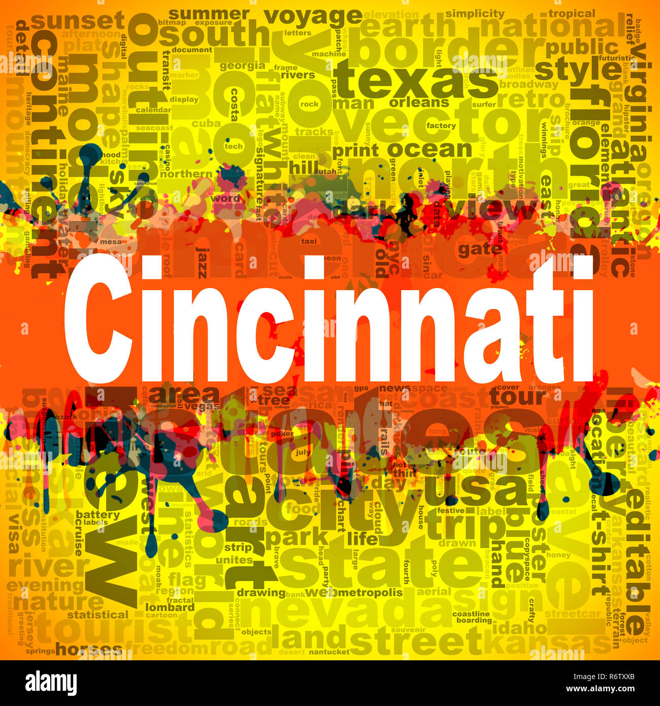 Cincinnati word cloud design Stock Photo - Alamy