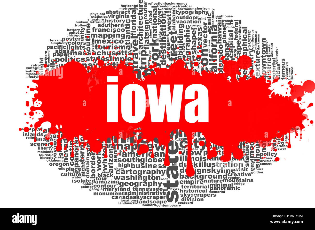 Iowa word cloud design Stock Photo - Alamy
