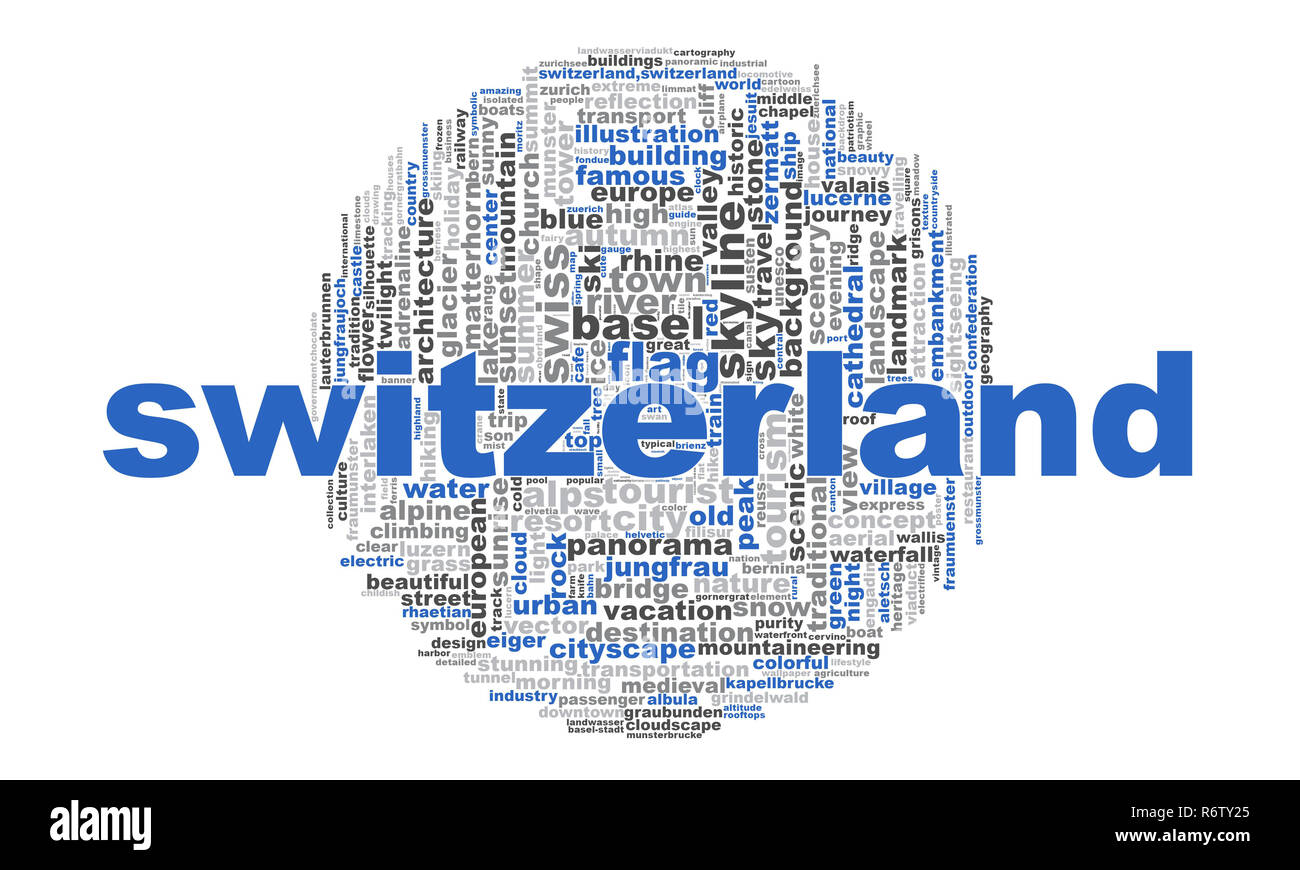 Switzerland word cloud Stock Photo - Alamy