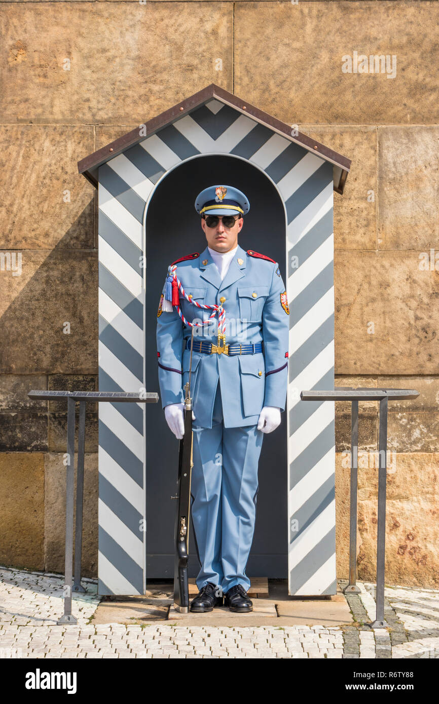 Prague castle Hradcany Square and first courtyard with the Archbishops ...