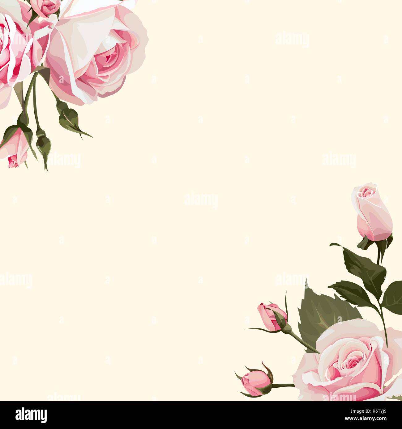 Vector Floral background with pink roses on the conners Stock Vector ...