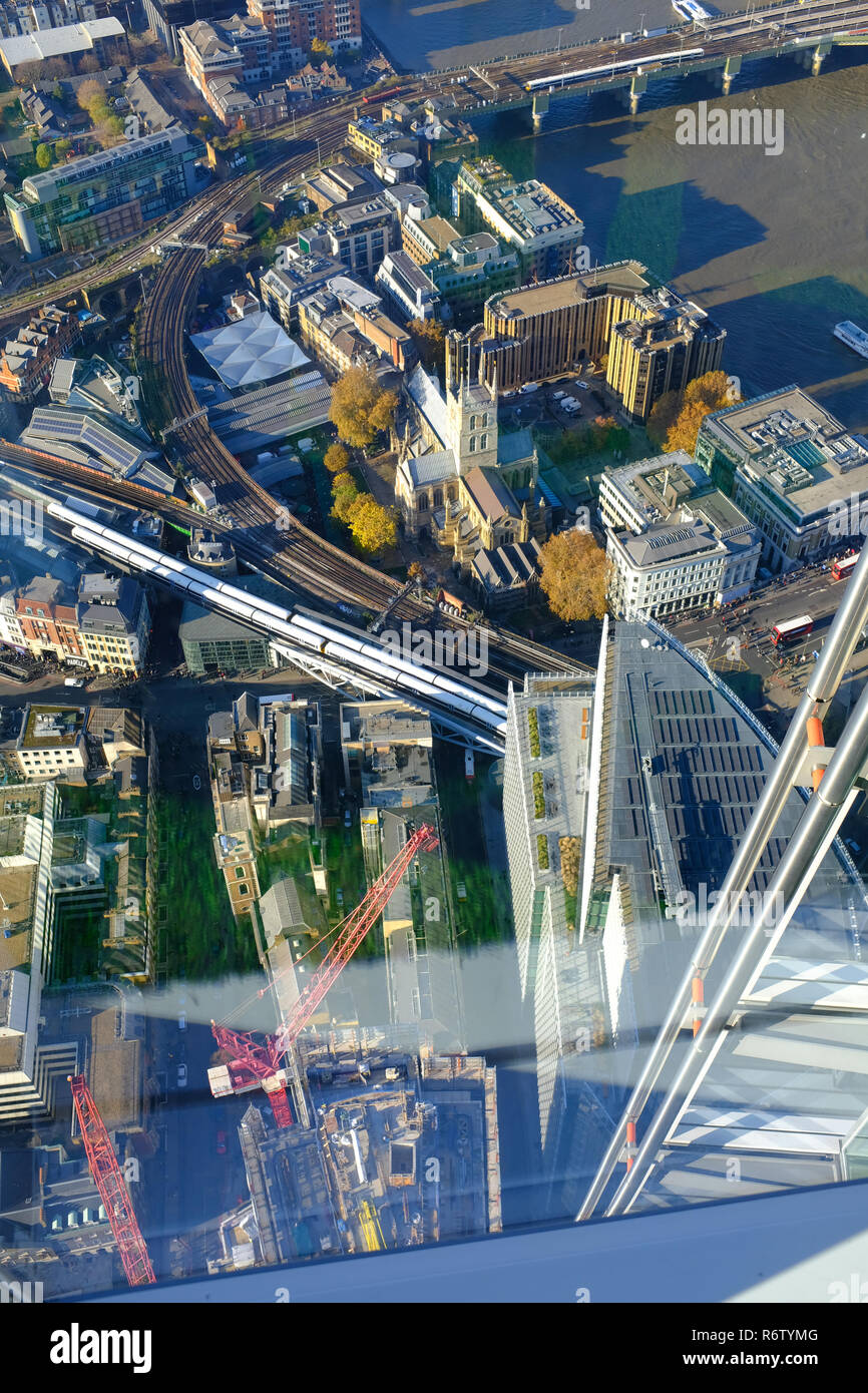Southwark Cathedral seen from The Shard viewing gallery - London UK ...