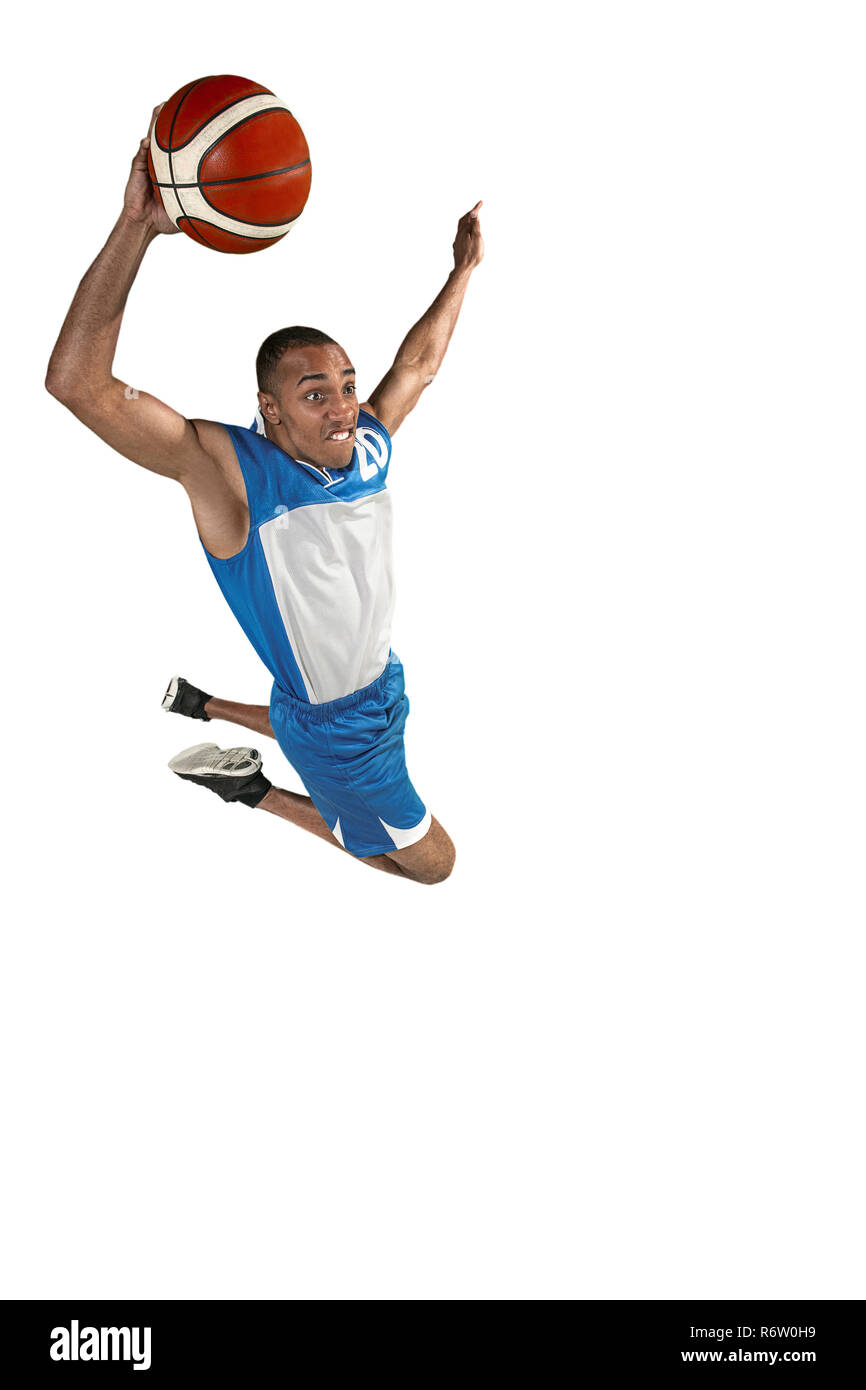 Full length portrait of a basketball player with ball Stock Photo - Alamy