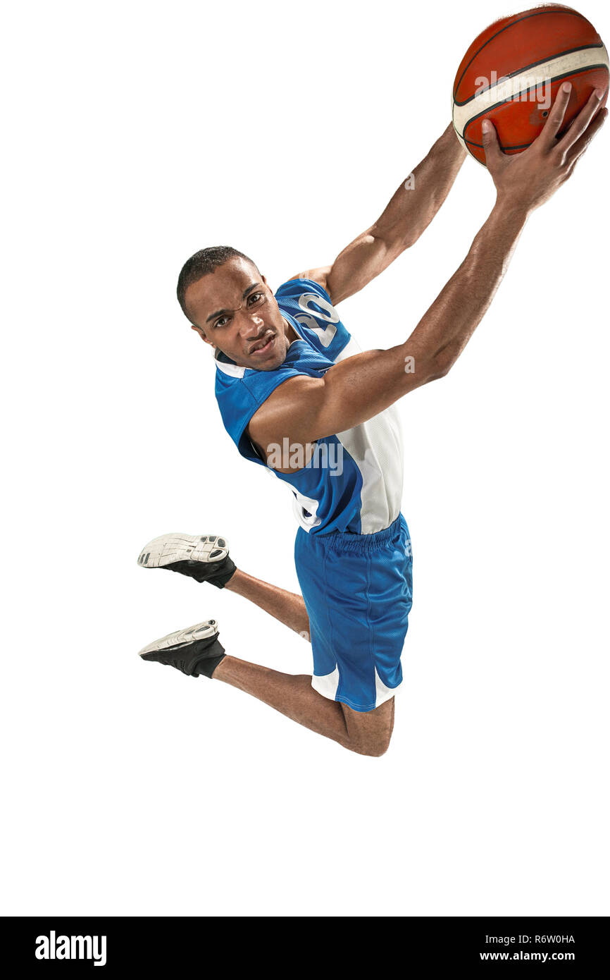 Full length portrait of a basketball player with ball Stock Photo - Alamy