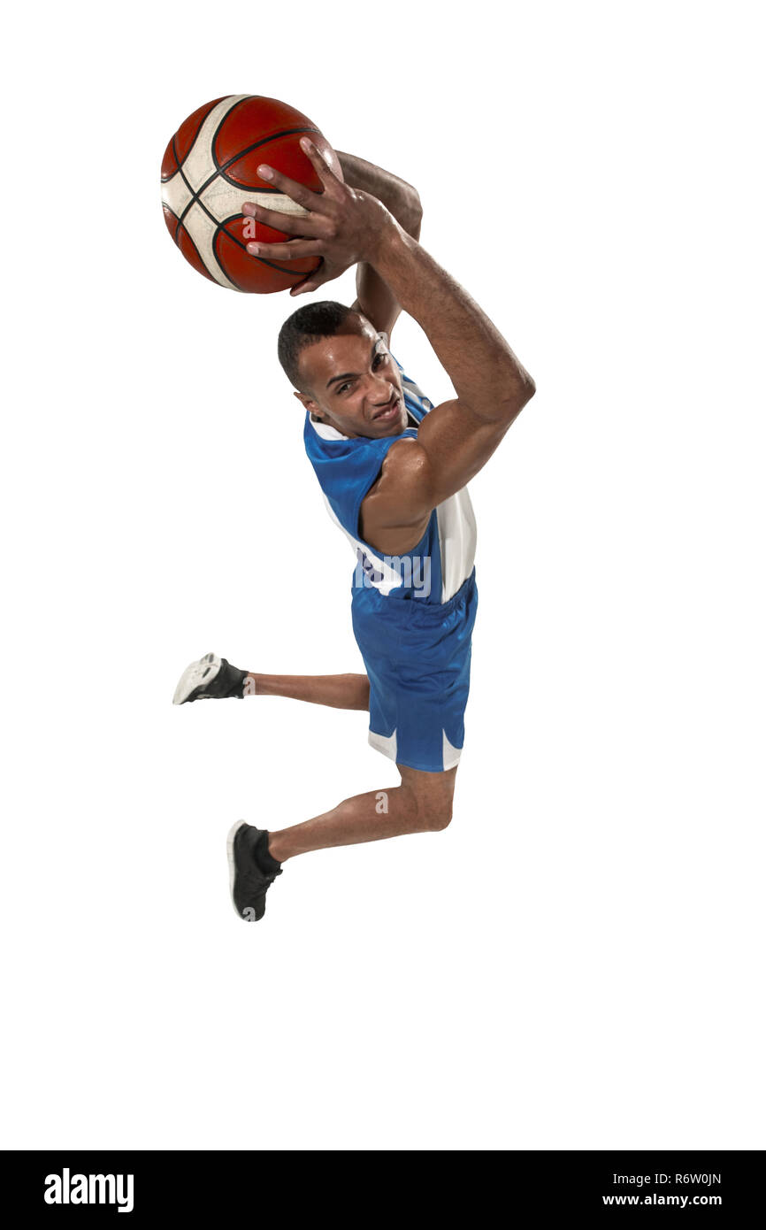 Full length portrait of a basketball player with ball Stock Photo - Alamy