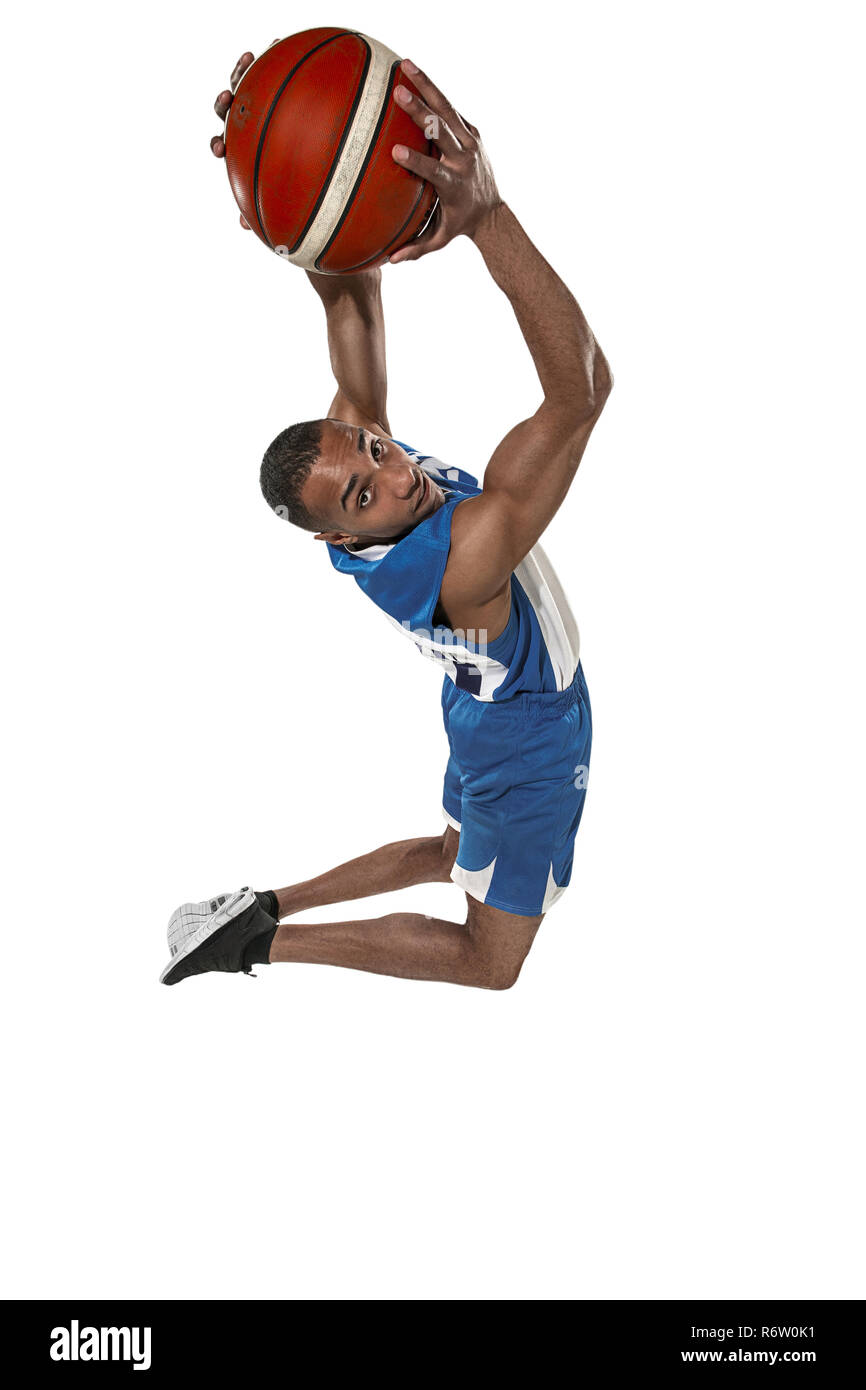Full length portrait of a basketball player with ball Stock Photo - Alamy