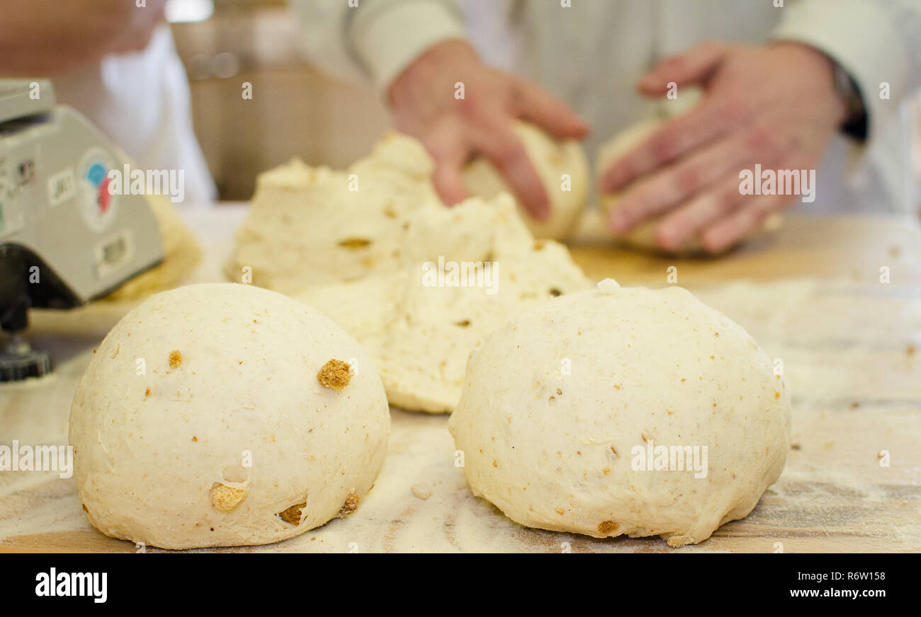 Preparing dough in a bakery Stock Photo - Alamy