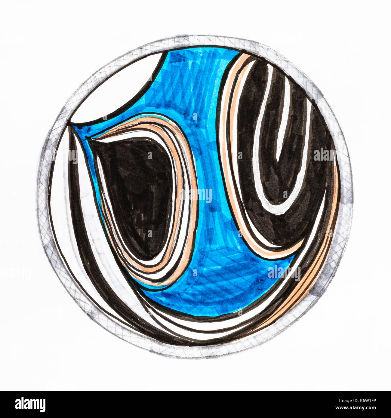 hand drawn abstract stylized reflection in mirror Stock Photo - Alamy