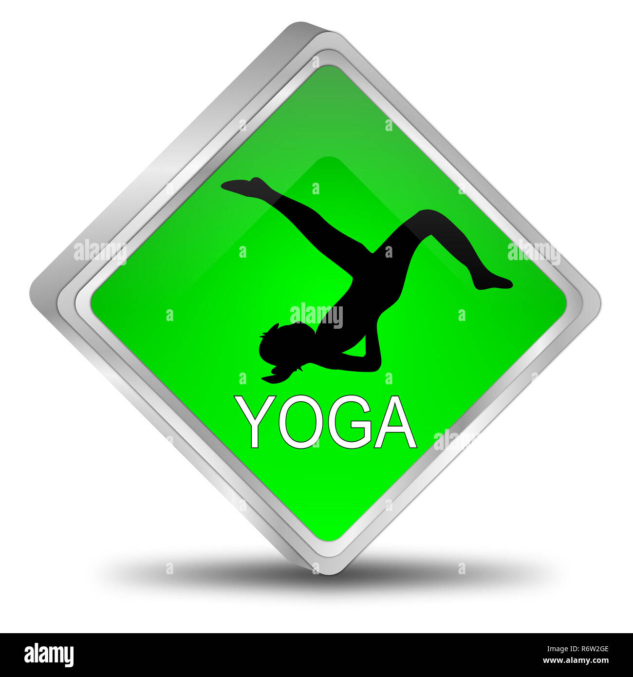 green Yoga button - 3D illustration Stock Photo - Alamy
