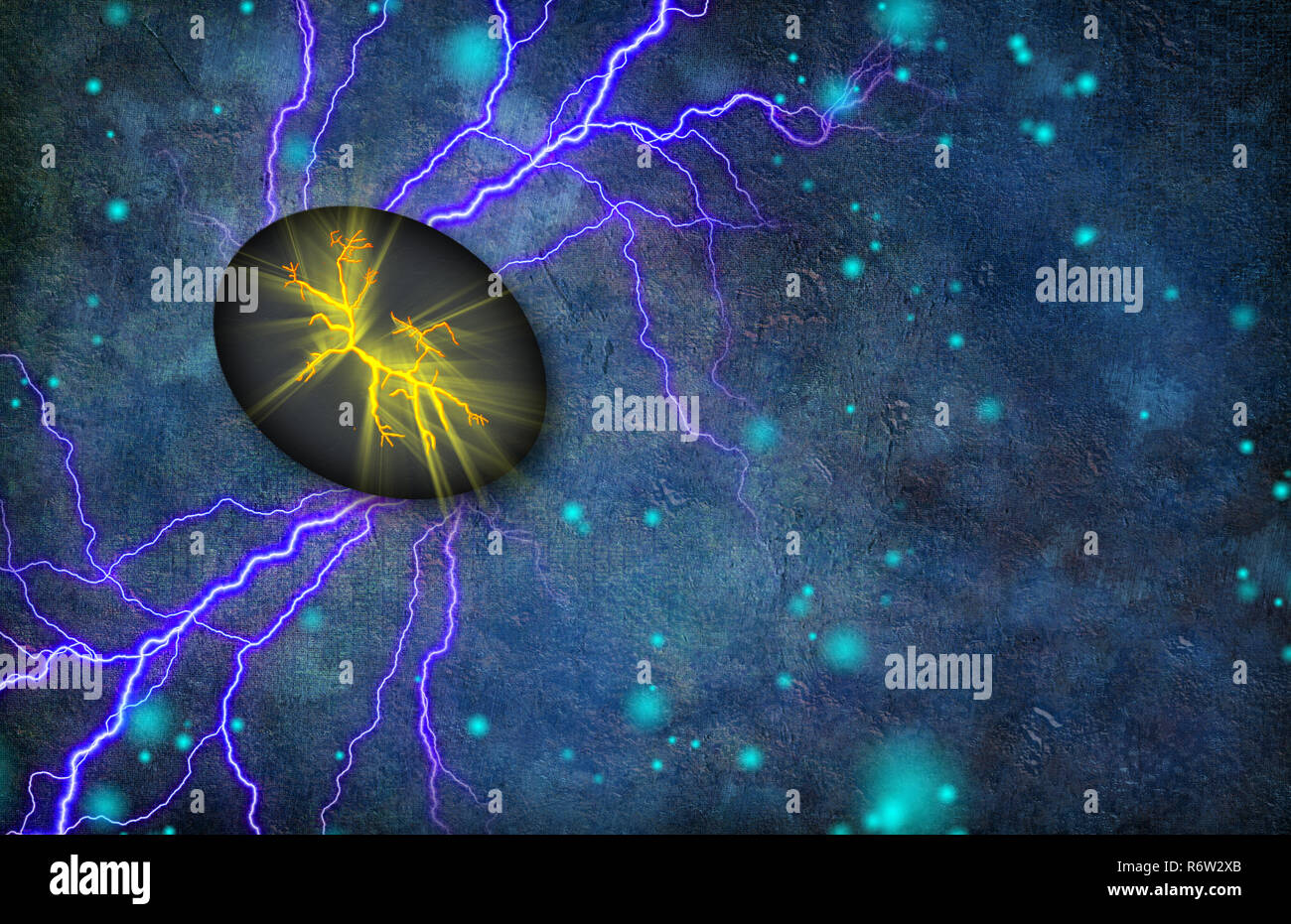 Cracked Stone Emits Light and Radiates Electricity Stock Photo - Alamy