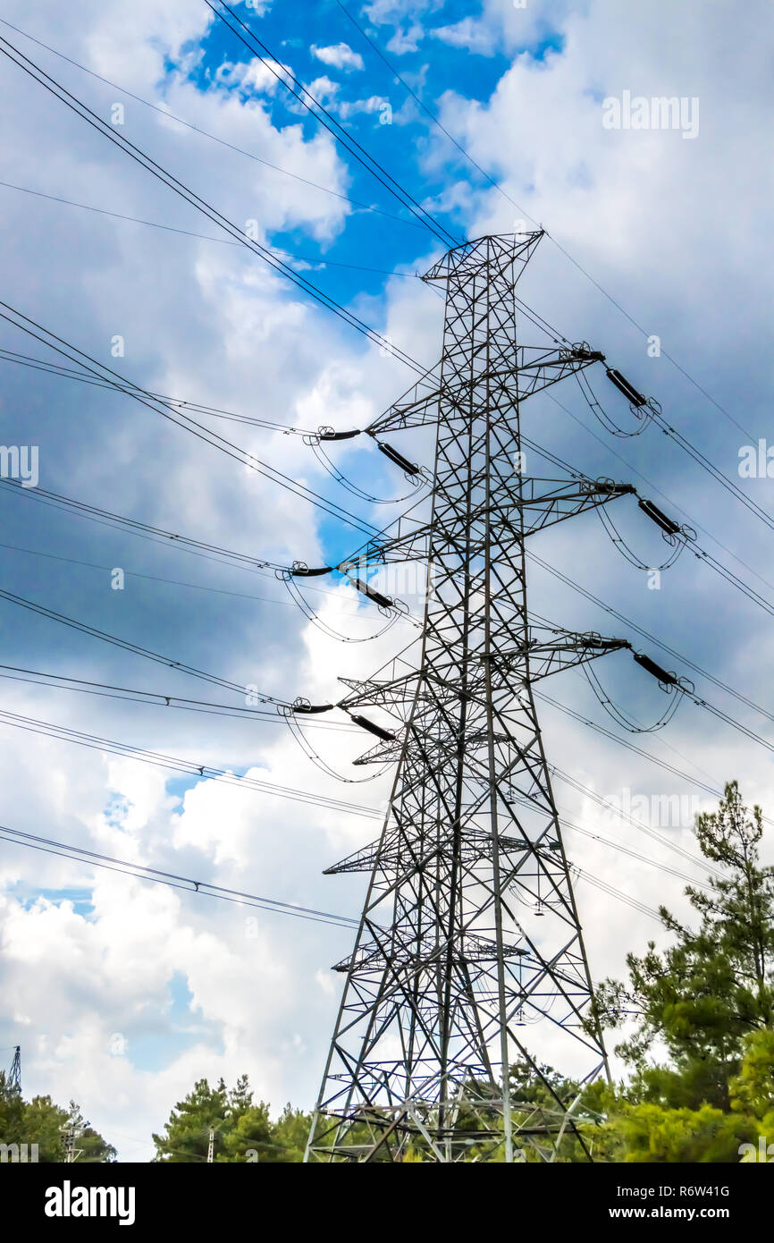 High Voltage Powerline Stock Photo - Alamy