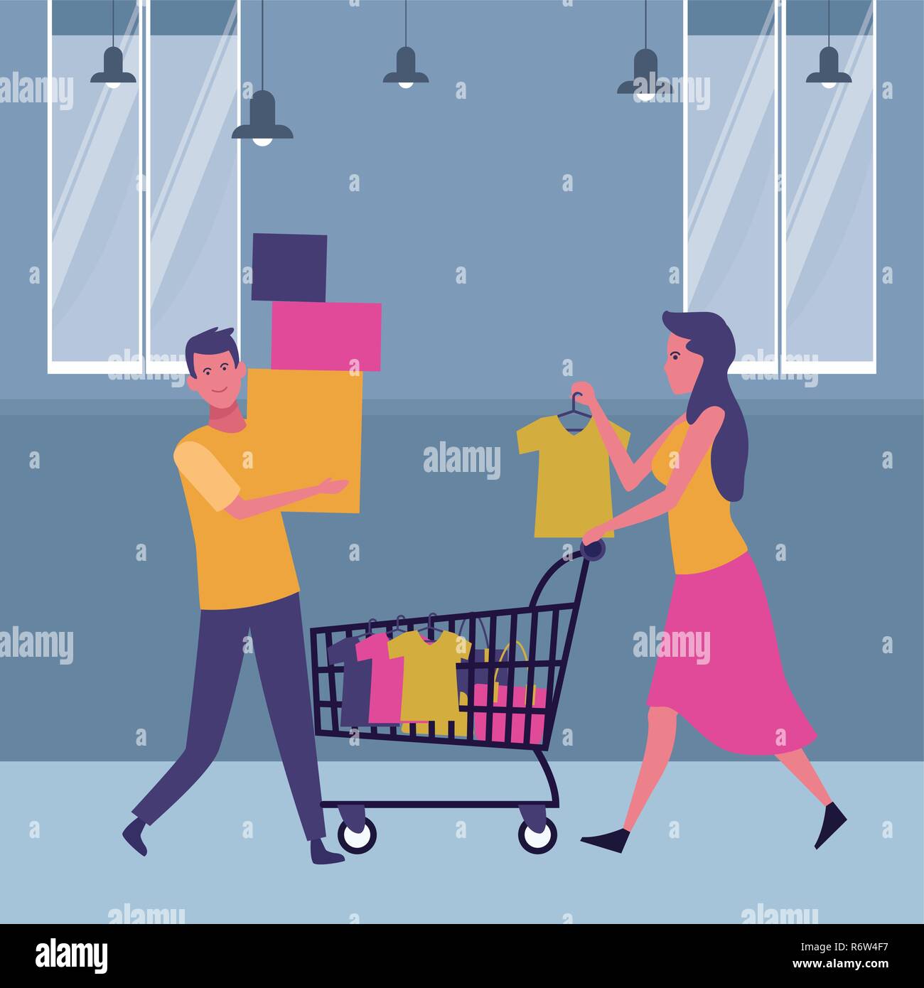 People shopping cartoons Stock Vector Image & Art - Alamy