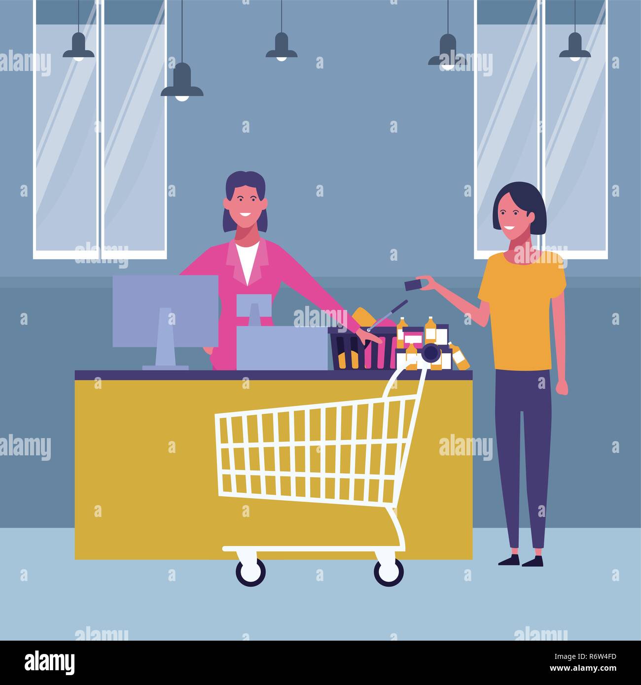 People shopping cartoons Stock Vector Image & Art - Alamy