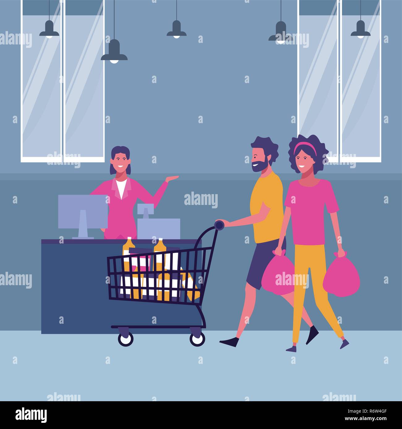 People shopping cartoons Stock Vector Image & Art - Alamy
