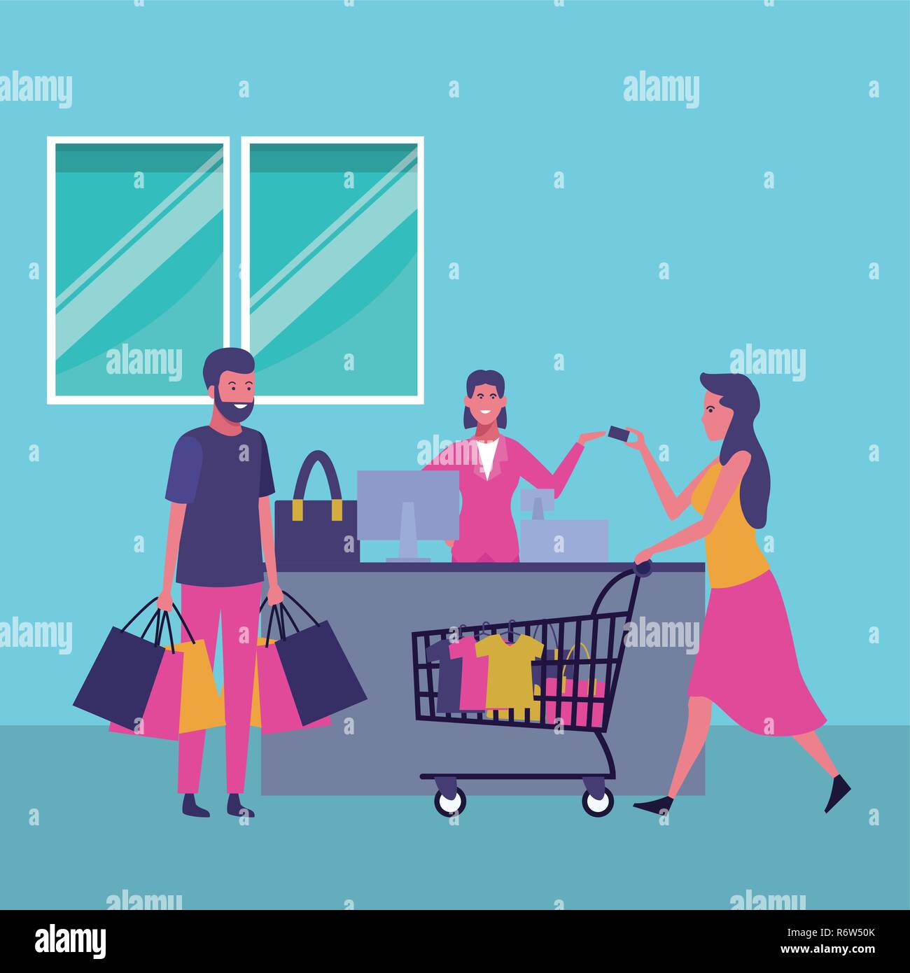 People shopping cartoons Stock Vector Image & Art - Alamy